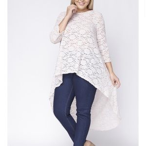 Tops | New Plus Size Taupe Cream Floral Lace High Low Top | Poshmark